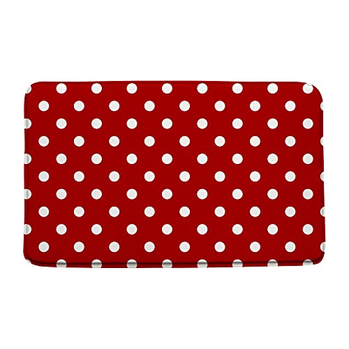 CCXTCZ Polka Dot Bath Mat Vintage Round Cute White Circular Geometric Pattern Full Print Red Background Hippie Funny Simple Microfiber Memory Foam Bathroom Decor Kitchen Bath Rugs17.8"x 29.5"