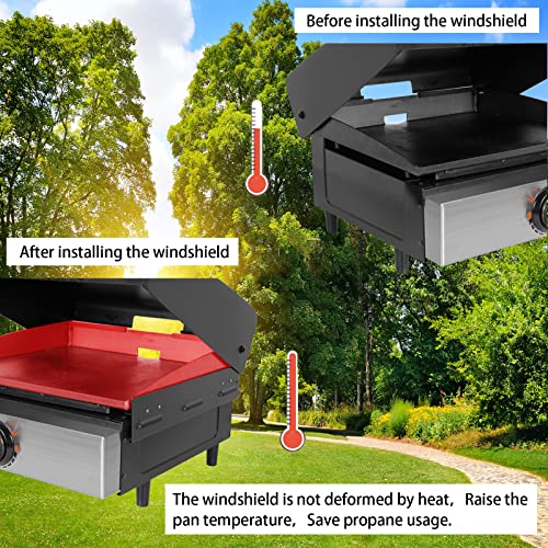 ClimbFun Wind Guard for Blackstone Griddle 17 Inch, Wind Screen, Flat Top Grill Accessories, Compatible with Rear Grease Cup, Hood and Side Shelf, Blackstone Griddle Accessories