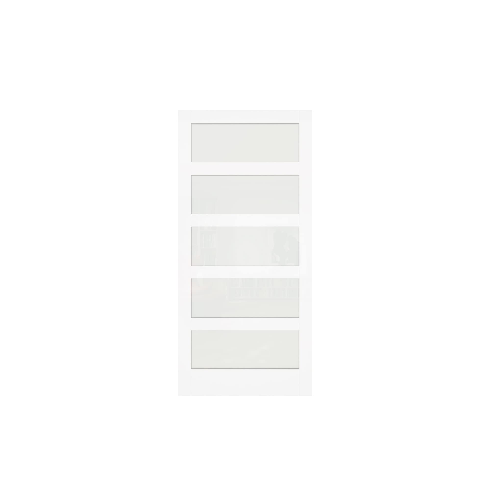 SOLRIG Sliding Pocket Door 30" x 80" - 5 Lites Tempered Frosted Glass Panels, Interior & Closet Single Door Slab, White Primed - Panel Assembly (Needed Without Hardware Kit