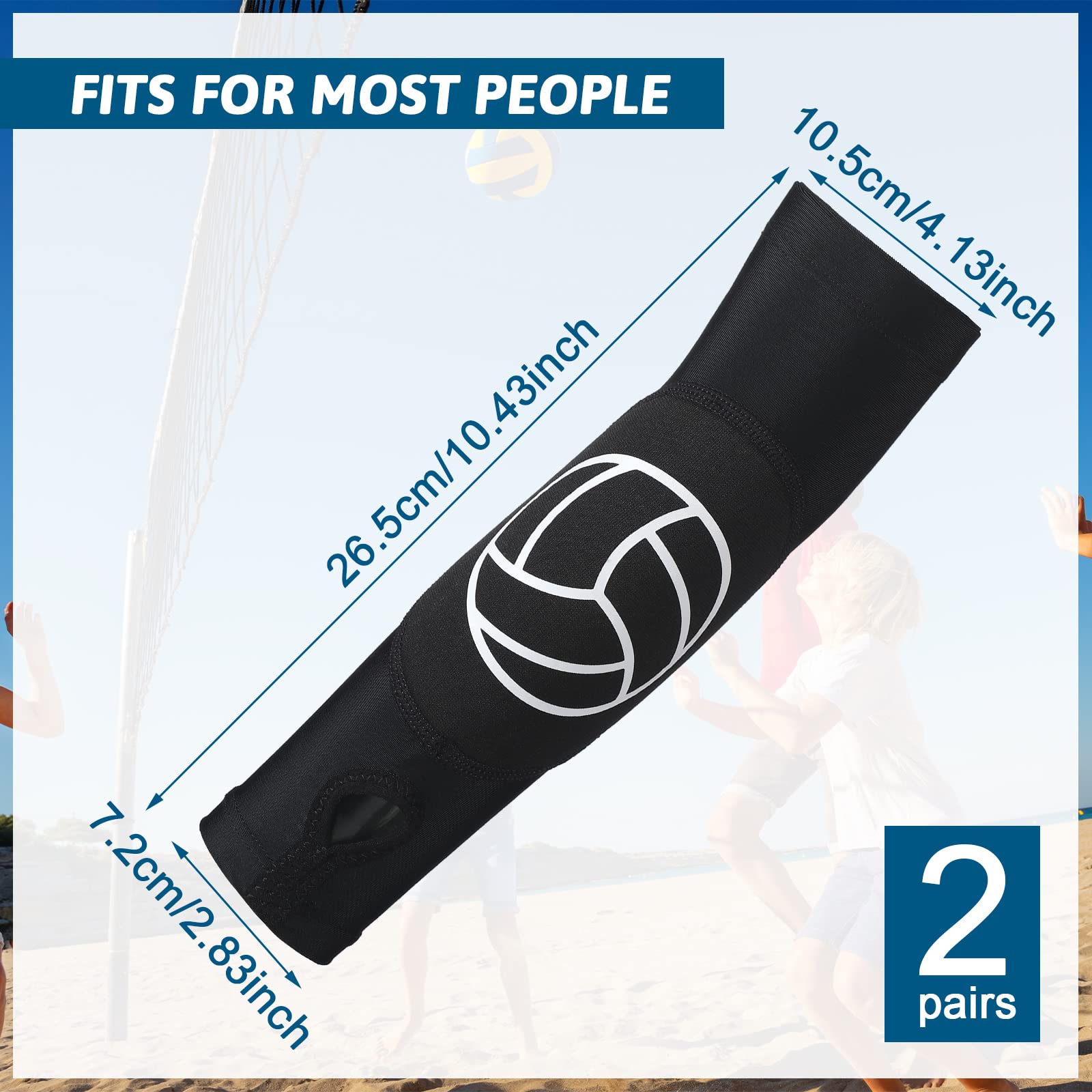 Minatee Volleyball Arm Sleeves Passing Hitting Forearm Sleeves with Protection Pads and Thumb Hole(2 Pairs,12 Inch)