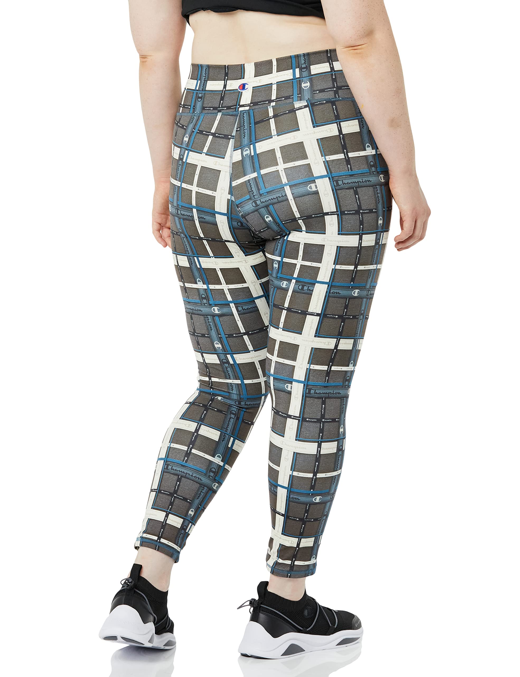 Champion womens Making the Cut Season 3 Episode 2 Champion Collab Curtis' High-rise Plaid Printed Leggings, Champion Tapes Teal, Small US