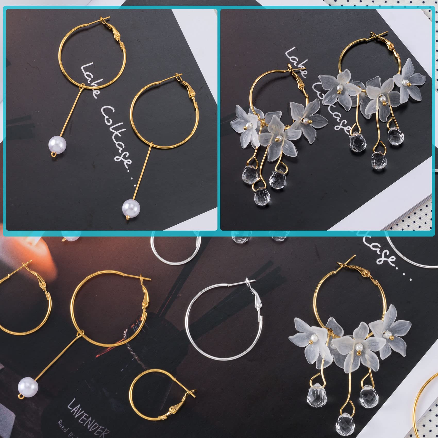 PAGOW 96Pcs Hoop Earrings Finding, Hypoallergenic Alloy Round Earring Hoops for Jewelry Making, Open Beading DIY Earrings Craft Art Accessories