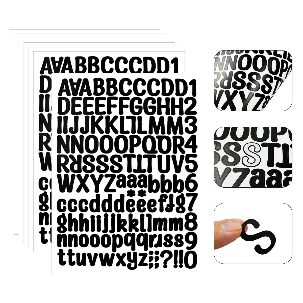 1260 Pieces 10 Sheets A4 Vinyl Letter Sticker, Self Adhesive Letters Numbers Mailbox Numbers Sticker for Signs, Window, Mailbox, Door (Black,1 Inch)