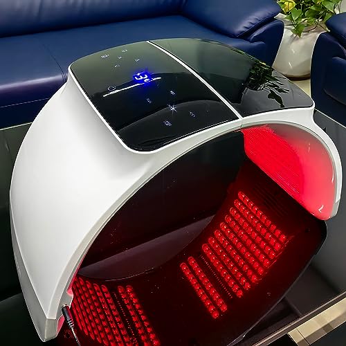 Holsn LED Face Mask Light Therapy - 7 Color Photon LED Light Therapy for Face Body Neck, Professional Red Light Therapy Mask Facial Light Therapy Device Home Solon Spa, Time Preset & Cycle Mode