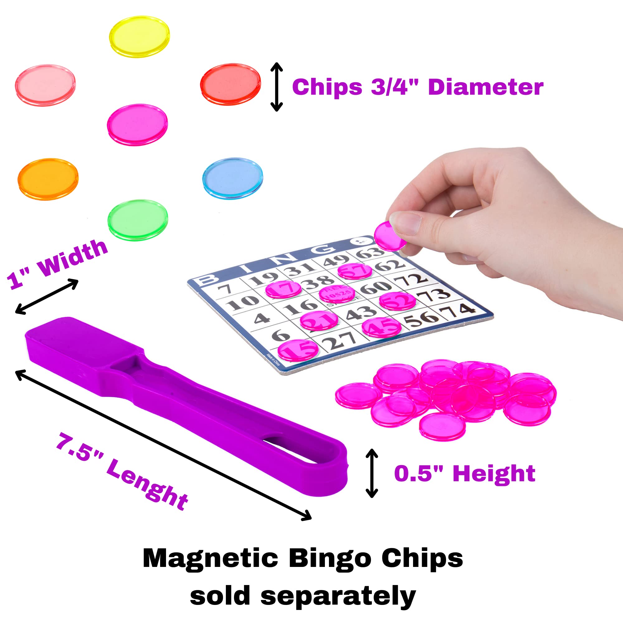 MR CHIPS Made in USA 6 Magnetic Wands Plus 1000 Bingo Colors