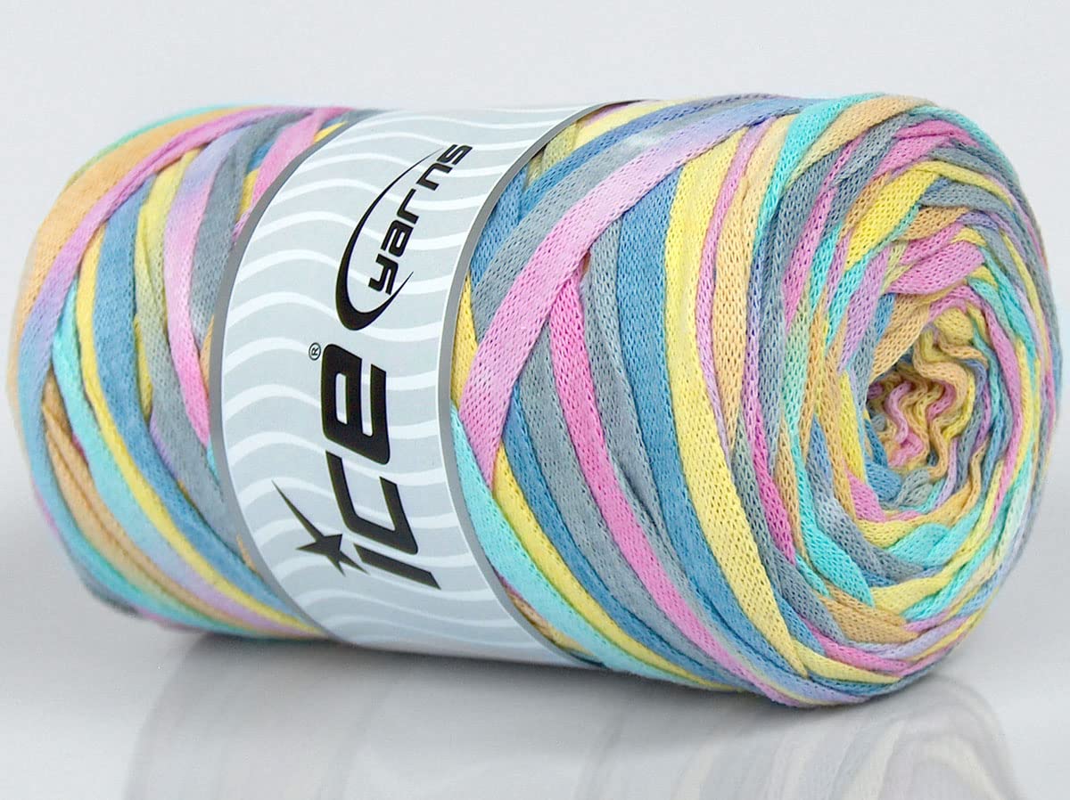 250 gr ICE YARNS VISCOT Ribbon Color (60% Cotton 40% Viscose) Yarn Yellow Light Grey Pink Blue Mint Green