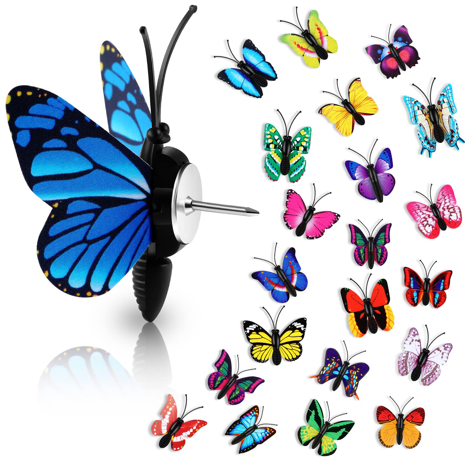 Epakh 60 Packs Butterfly Thumb Tacks Decorative Push Pins Butterfly Push Pins Colorful Cute Pushpins for Photo Wall Cork Board Bulletin Board Home Wall Random Pattern Decorations