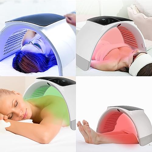 Holsn LED Face Mask Light Therapy - 7 Color Photon LED Light Therapy for Face Body Neck, Professional Red Light Therapy Mask Facial Light Therapy Device Home Solon Spa, Time Preset & Cycle Mode