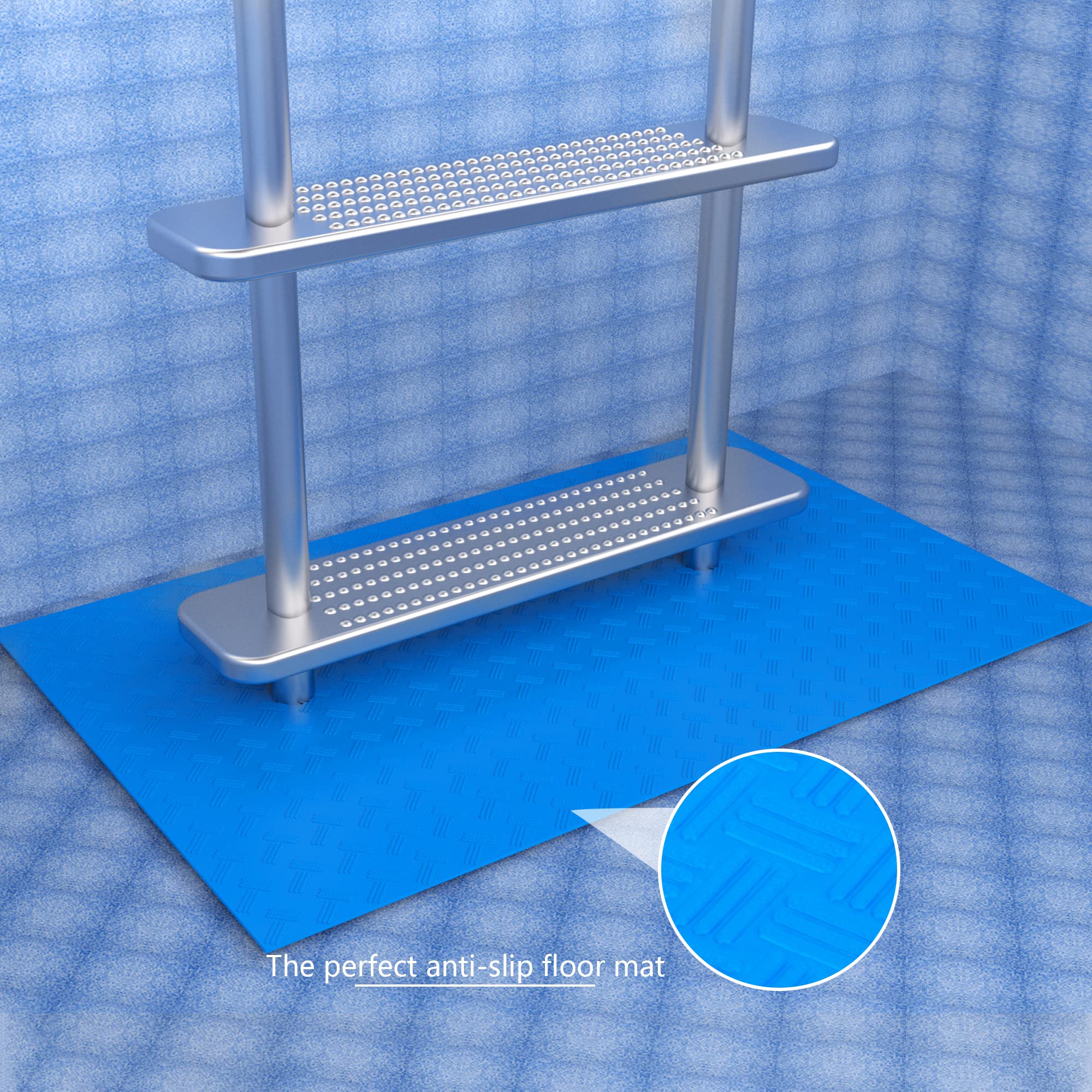 DECOHS 16" x 36" Pool Ladder Mat-Large Swimming Pool Step Mat with Non-Slip Texture-Protective Ladder Pad for Above Ground Pools Liner and Stairs (Stripe)