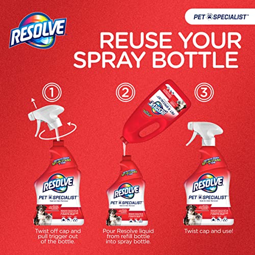 Resolve Pet Specialist Carpet Cleaner, Pet Stain and Odor Remover, Carpet Cleaner Spray, 32fl oz Spray & 60fl oz Refill
