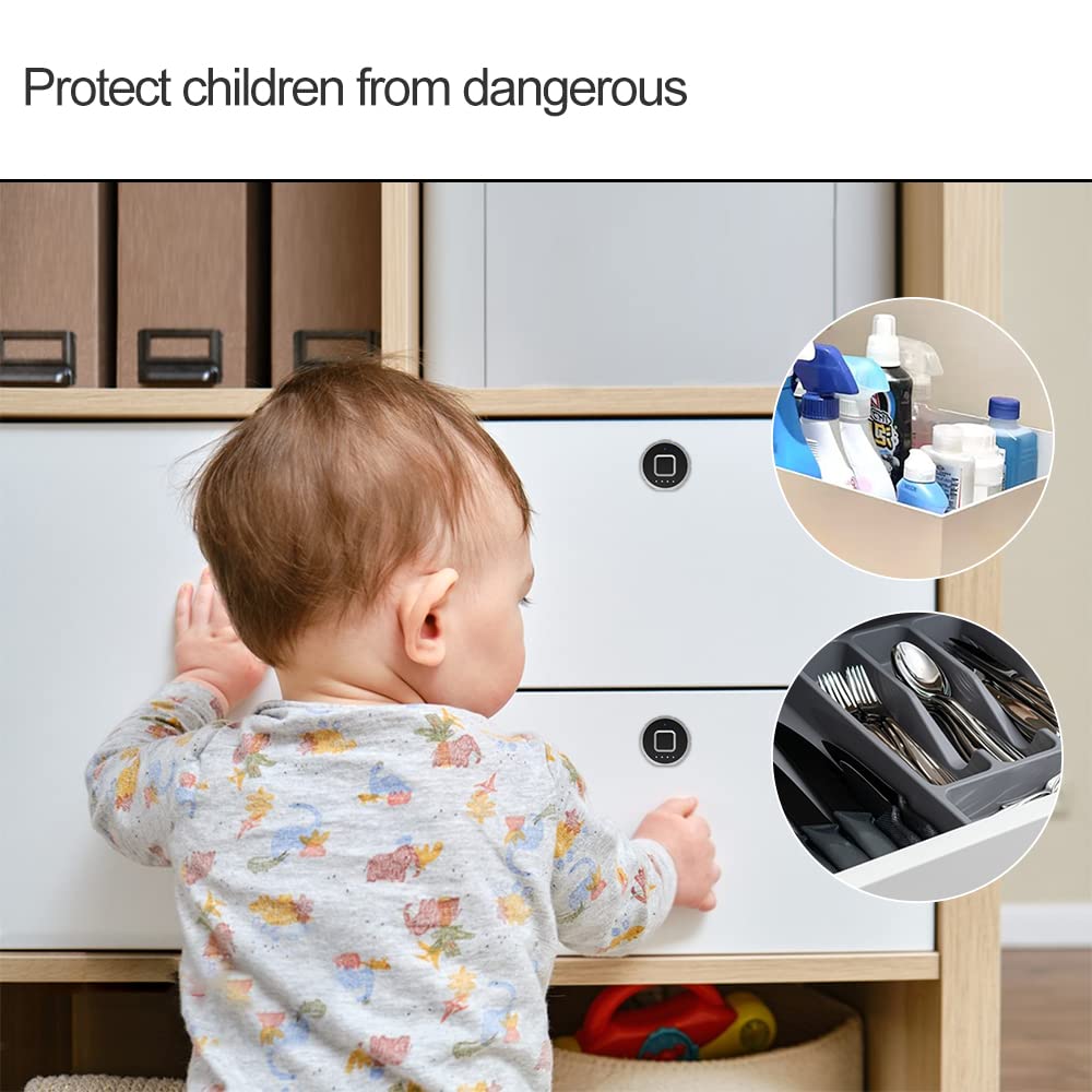 Fingerprint Drawer Lock eLinkSmart Phone App Cabinet Lock 30MM (27MM) Biometric Drawer Lock with 3 Sizes Tubular Cam 20 Fingerprints 1000+ App Users Support iOS Watch