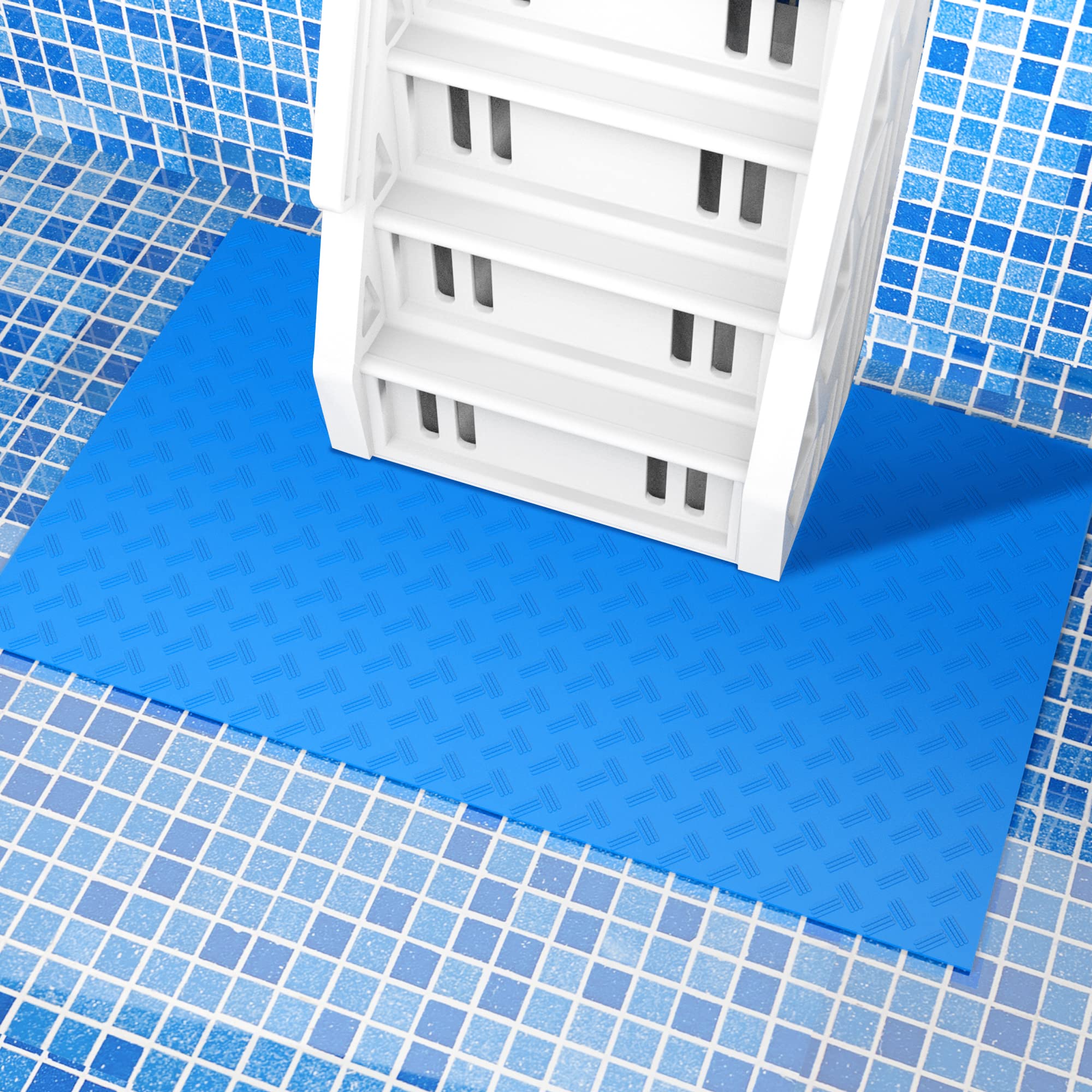 DECOHS 16" x 36" Pool Ladder Mat-Large Swimming Pool Step Mat with Non-Slip Texture-Protective Ladder Pad for Above Ground Pools Liner and Stairs (Stripe)