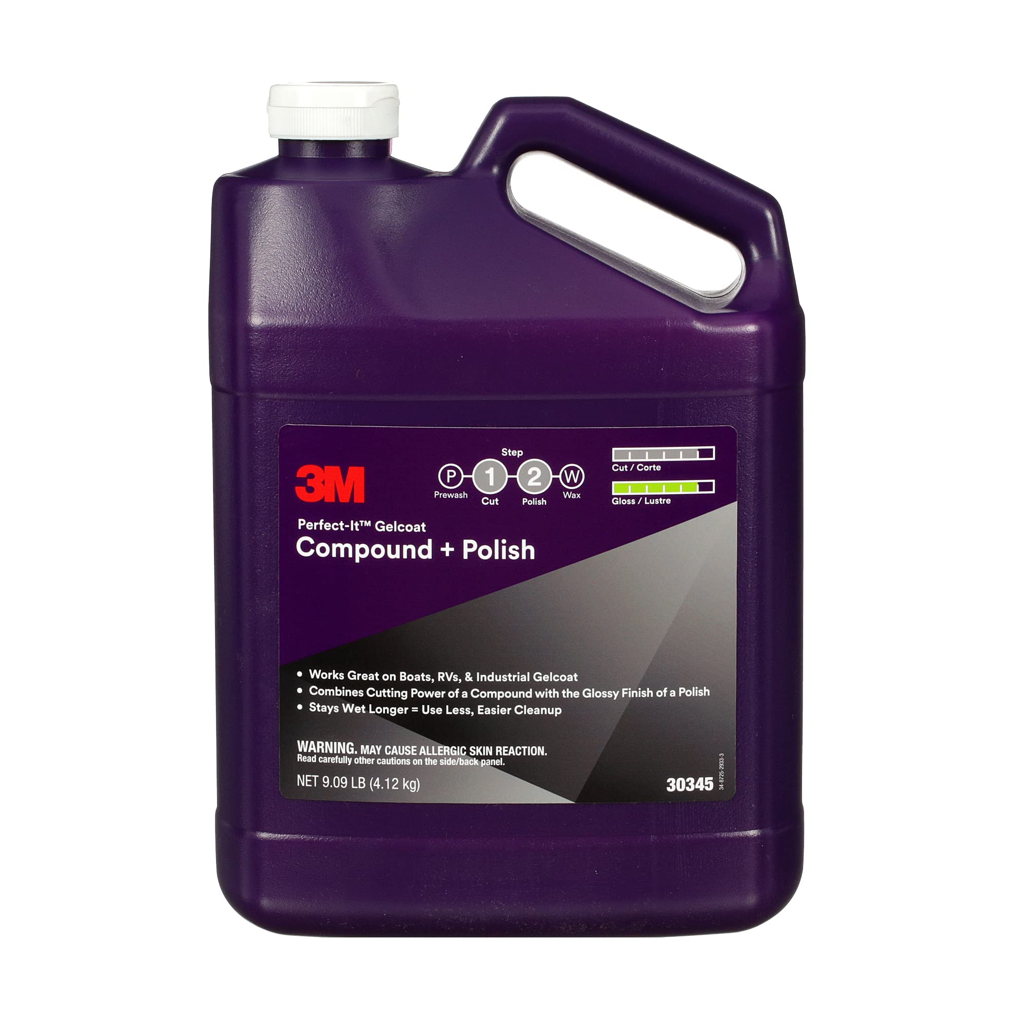 Perfect-It 3M Gelcoat Compound + Polish 30345, Professional Grade, 1 gal (9.09 lb), White