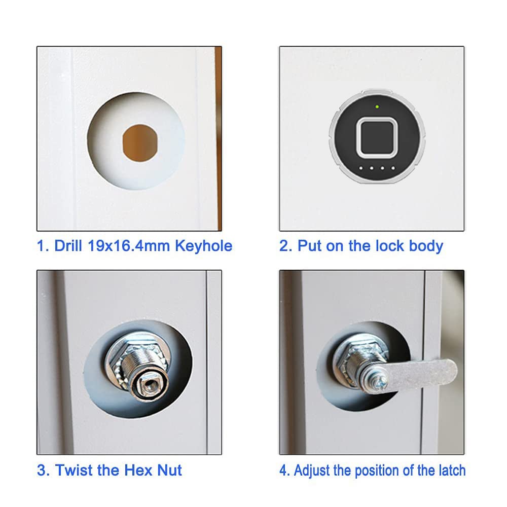 Fingerprint Drawer Lock eLinkSmart Phone App Cabinet Lock 30MM (27MM) Biometric Drawer Lock with 3 Sizes Tubular Cam 20 Fingerprints 1000+ App Users Support iOS Watch