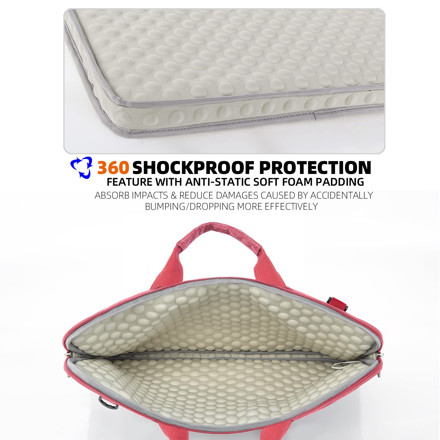 KINGSLONG Slim 17.3 inch Laptop Sleeve Bag Carrying Case with Shoulder Strap, Notebook Ultrabooks Computer Handbag Cover for Men Women Fit for Acer Asus HP Pink