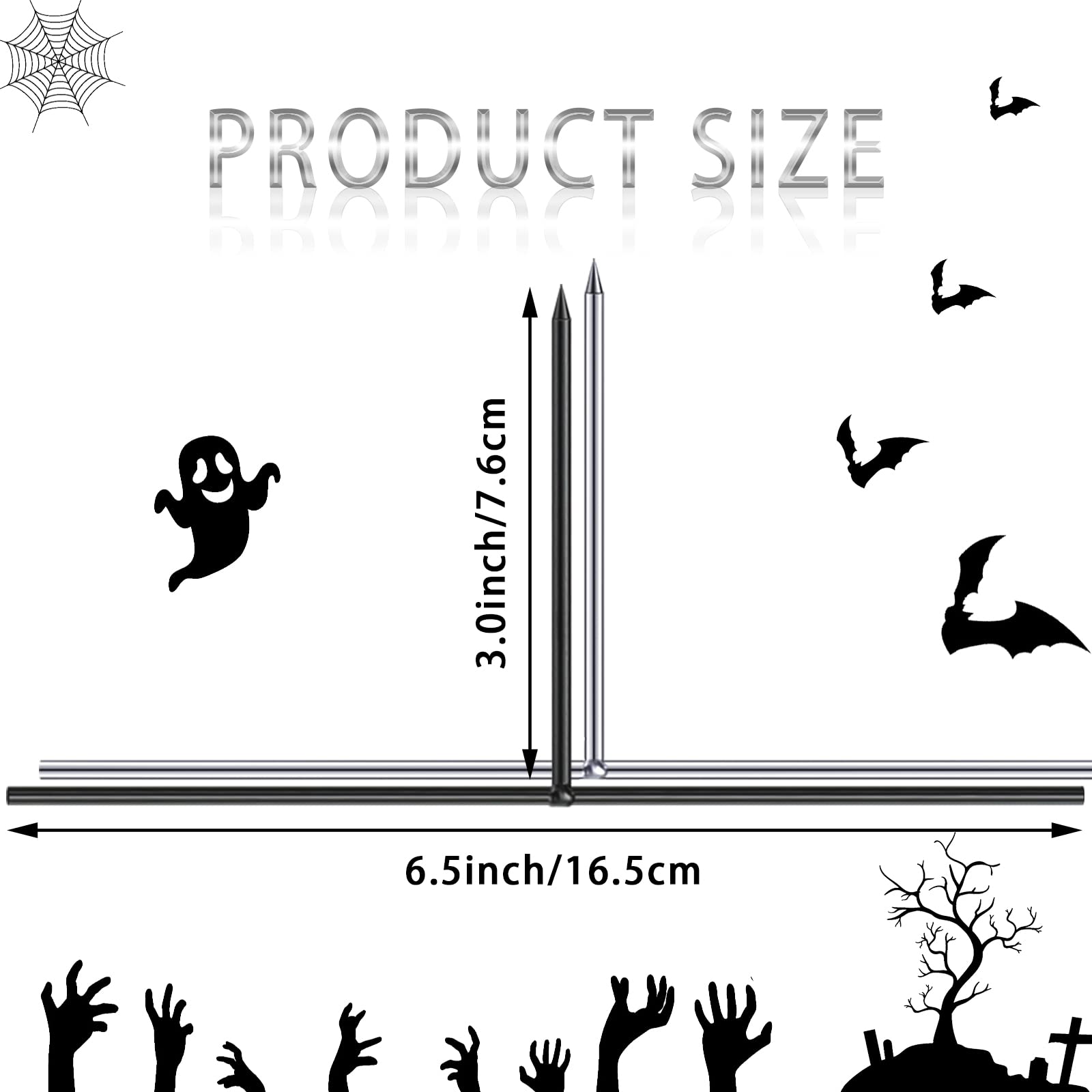 Hotop Halloween Tombstone Metal Stakes for Foam 6.5 x 3 Inches Tombstone Graveyard T Shaped Stakes for Halloween Outdoor Graveyard Yard Lawn Decorations(Silver, Black,20 Pieces)