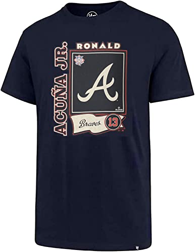 47 MLB Men's Player Name & Number Team Color Super Rival T-Shirt (Ronald Acuna Jr. Atlanta Braves, Medium)