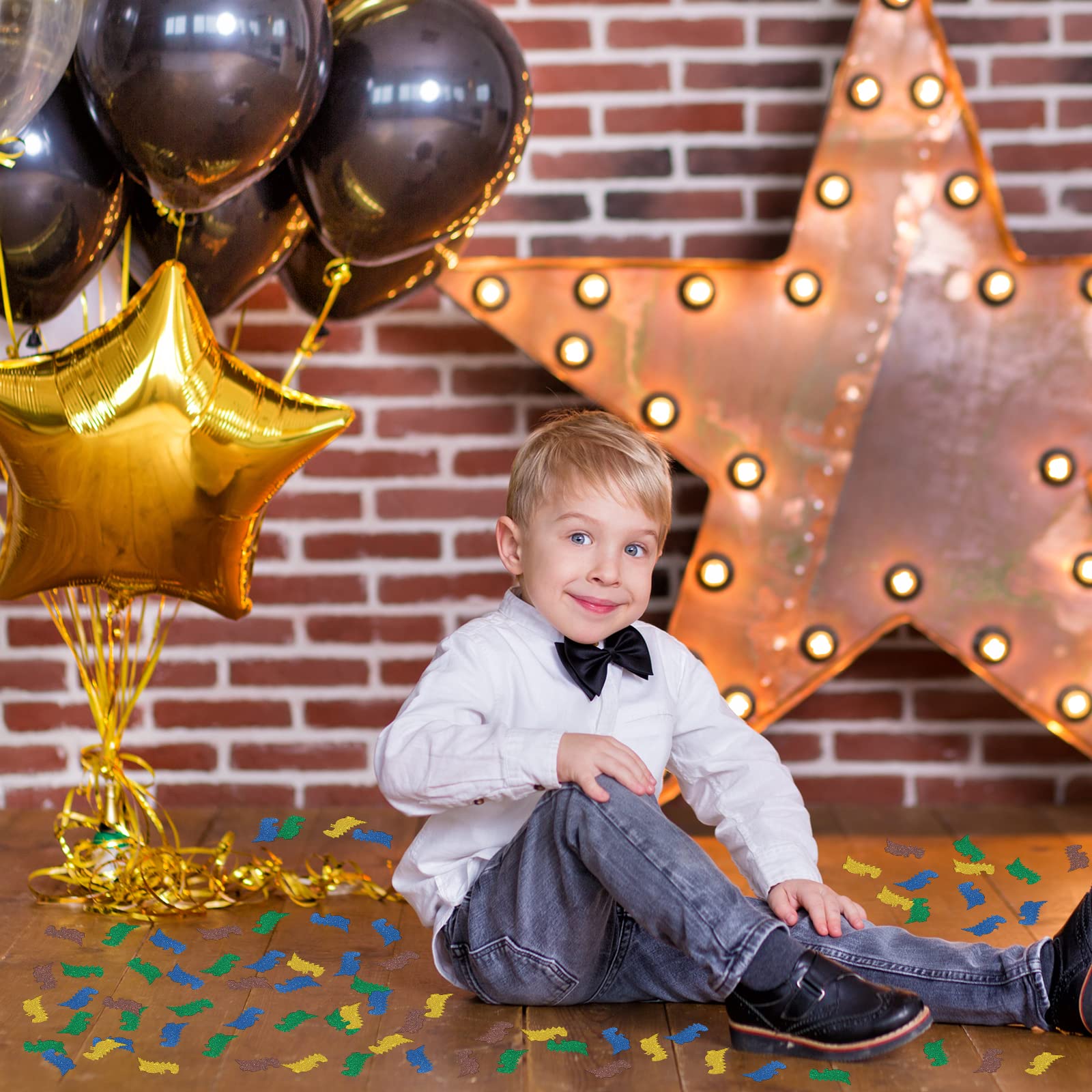 Halodete Dinsaur Confetti - Baby Boy Birthday Party Table Decorations - Jungle Confetti - Baby Shower/Baby Kid Birthday Table Scatter Confetti Decorations - Glitter 120pcs