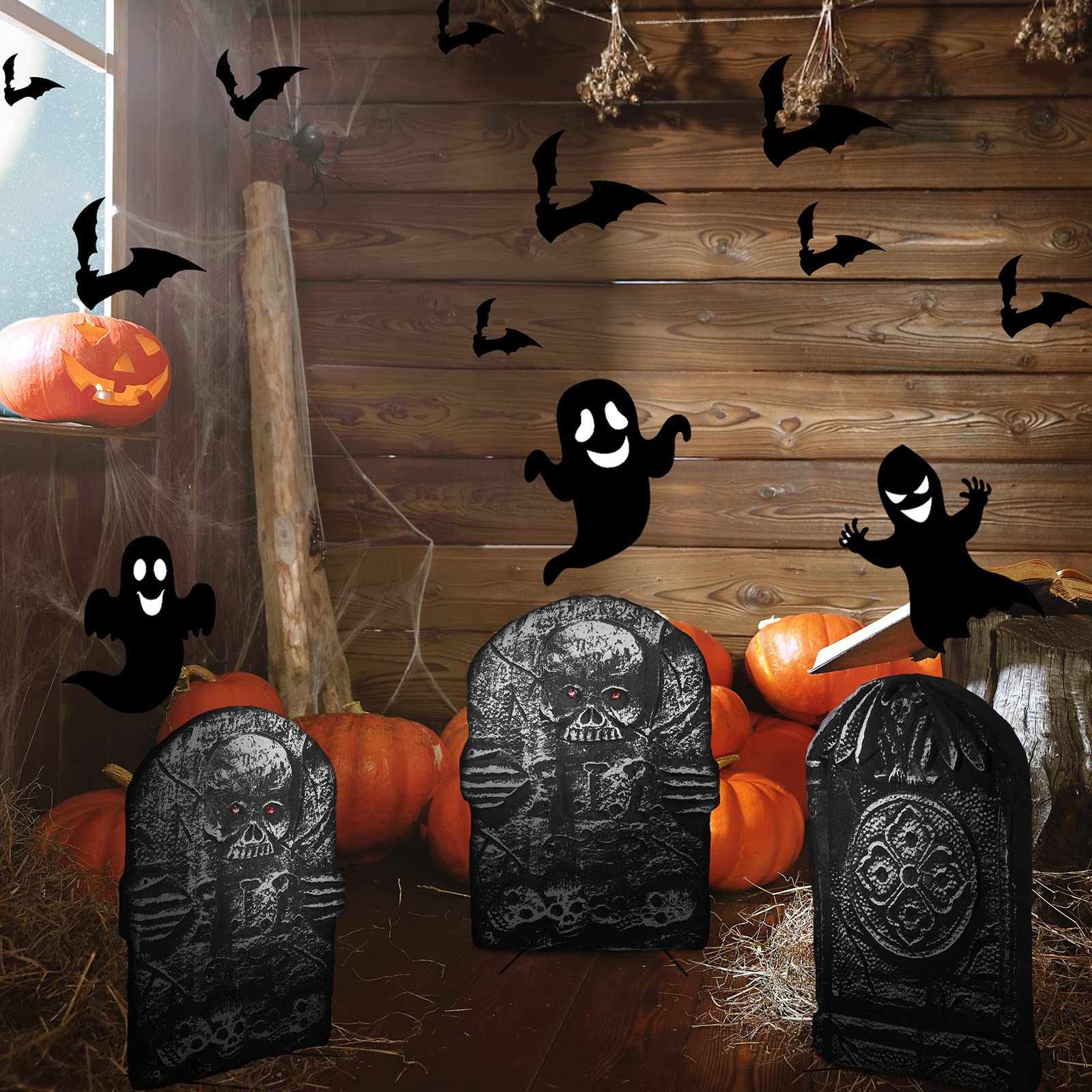 Hotop Halloween Tombstone Metal Stakes for Foam 6.5 x 3 Inches Tombstone Graveyard T Shaped Stakes for Halloween Outdoor Graveyard Yard Lawn Decorations(Silver, Black,20 Pieces)