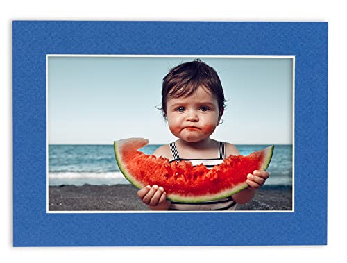 9x12 Mat Bevel Cut for 7x10 Photos - Acid Free Royal Blue Precut Matboard - For Pictures, Photos, Framing - 4-ply Thickness
