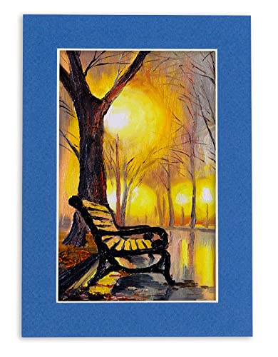 9x12 Mat Bevel Cut for 7x10 Photos - Acid Free Royal Blue Precut Matboard - For Pictures, Photos, Framing - 4-ply Thickness