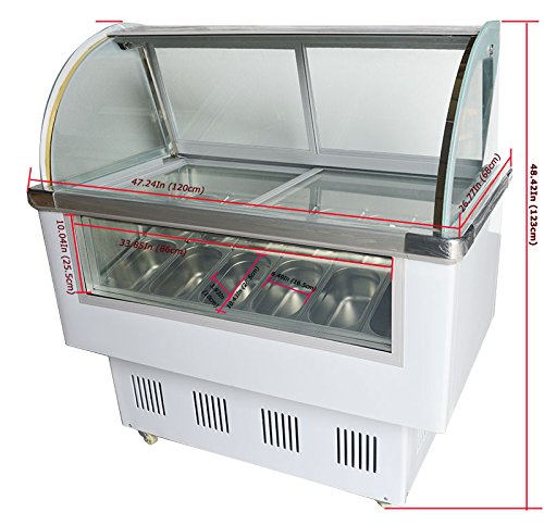 INTBUYING Commercial Hard Ice Cream Showcase 12 Pan Gelato Dipping Cabinet Freezer Display Case 110V