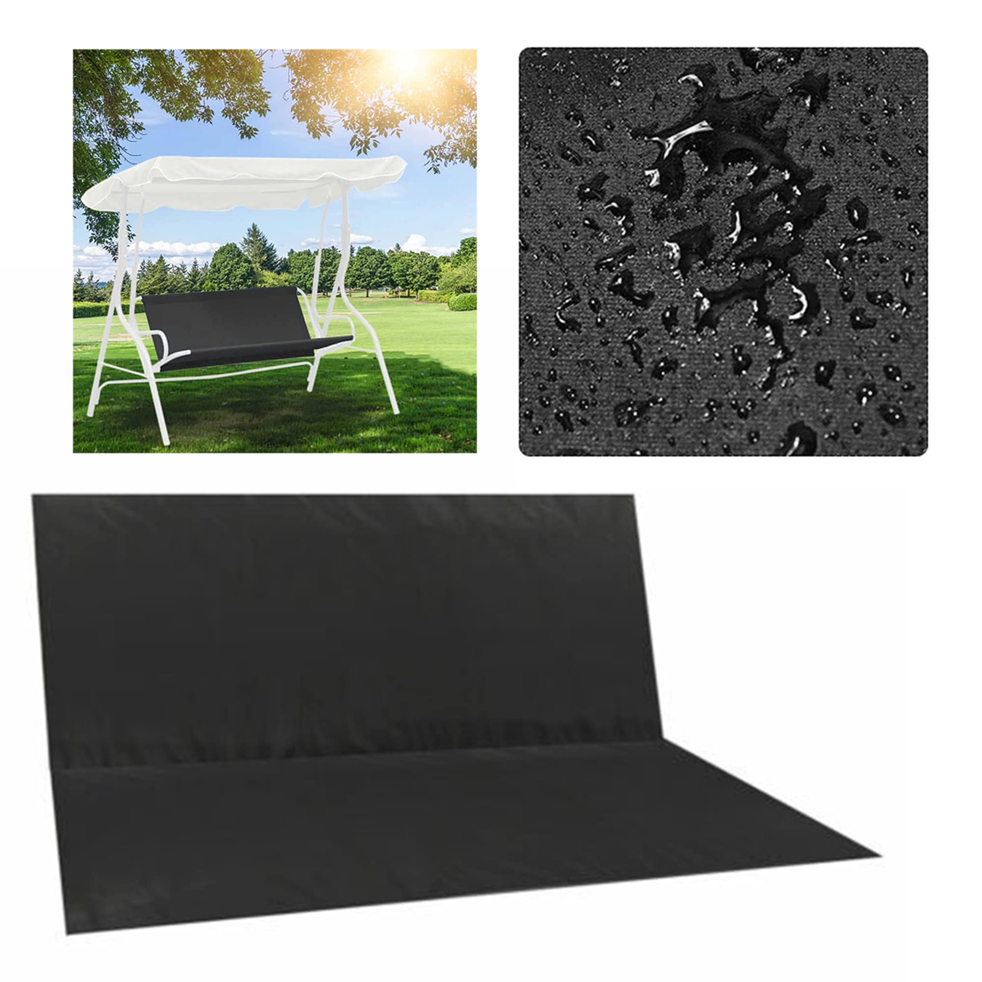 Eummy Waterproof Swing Covers for Outdoor Patio Swing Chair,Porch Bench Sling Chair Replacement Fabric Swing Cushion Black (58.3"x19.7"x19.7")