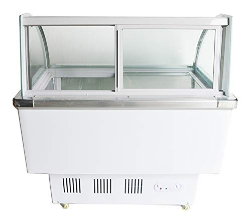 INTBUYING Commercial Hard Ice Cream Showcase 12 Pan Gelato Dipping Cabinet Freezer Display Case 110V