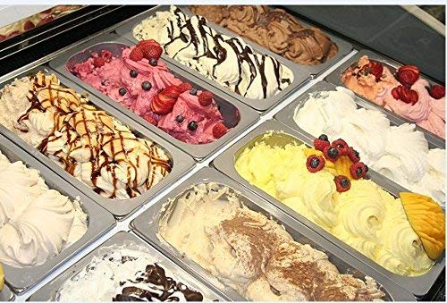 INTBUYING Commercial Hard Ice Cream Showcase 12 Pan Gelato Dipping Cabinet Freezer Display Case 110V