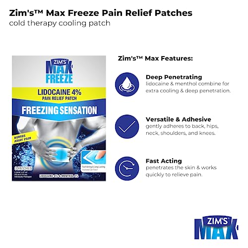 Zim's Max Freeze 4% Lidocaine Pain Relief Patches | 5 Count, White (P251220)