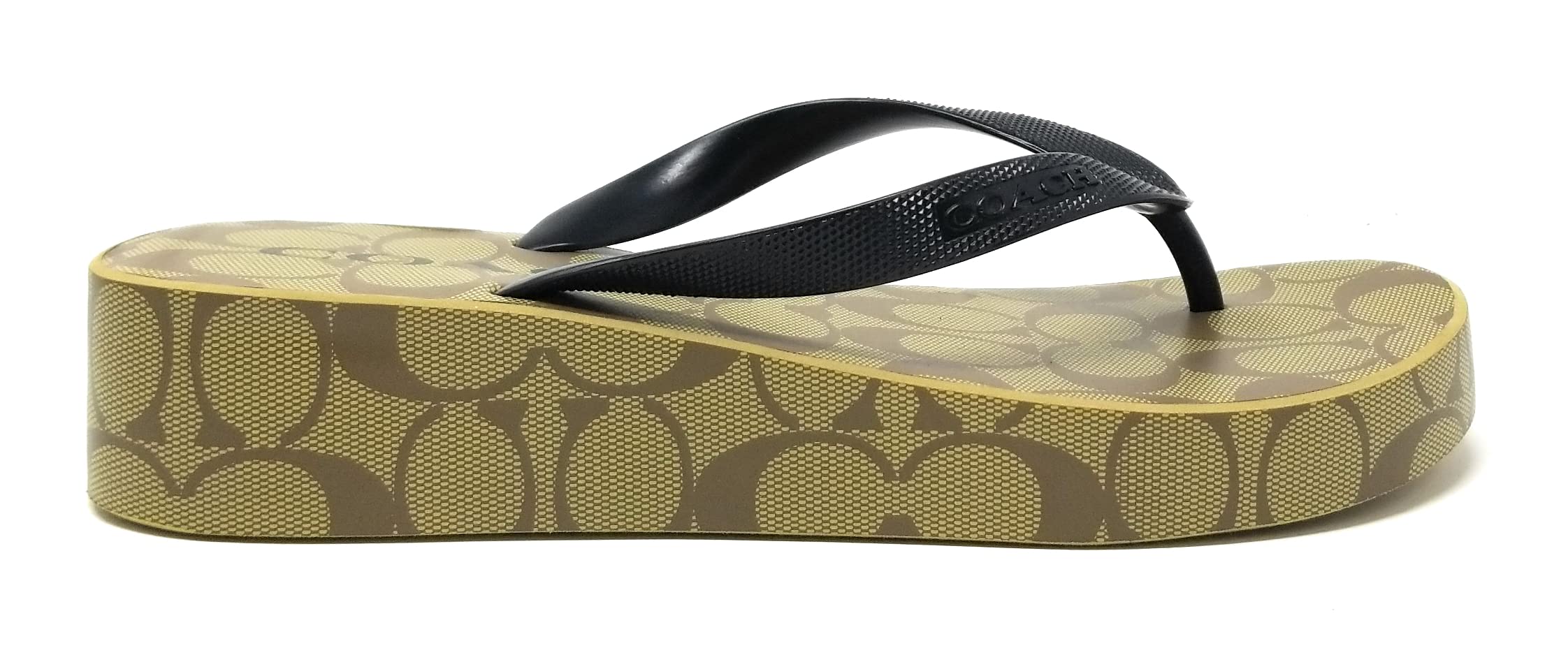 COACH Womens Lynn Flip Flops (Khaki - Black, us_footwear_size_system, adult, women, numeric, medium, numeric_8)