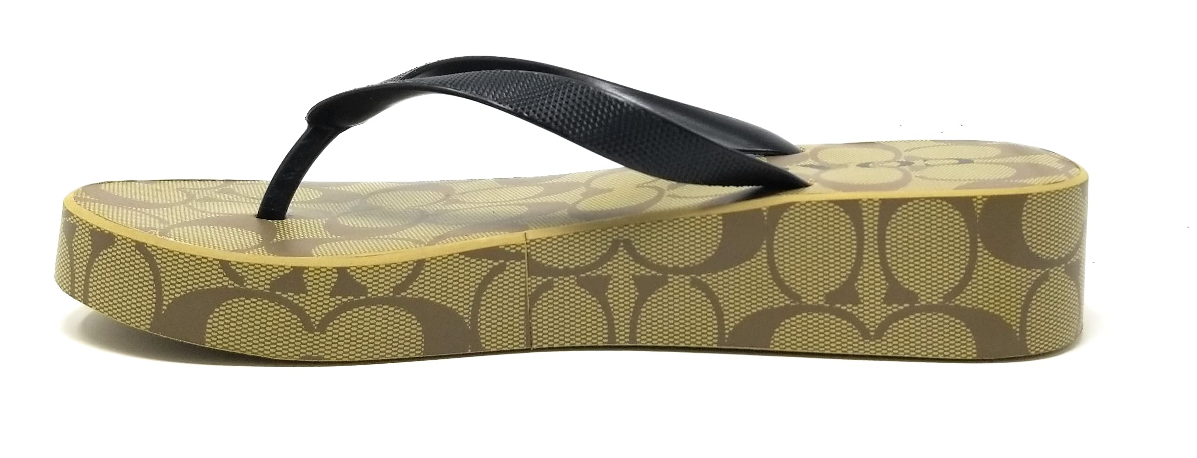 COACH Womens Lynn Flip Flops (Khaki - Black, us_footwear_size_system, adult, women, numeric, medium, numeric_8)