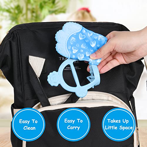 Vicloon Silicone Teething Mitt, 2Pcs Baby Teething Mitten with Adjustable Strap, Crinkle Sound and Textured, Self Soothing Baby Chew Toys for 0-6month Infants