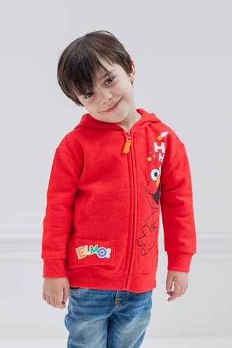 Sesame Street Elmo Toddler Boys Fleece Zip Up Hoodie Red 2T