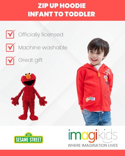 Sesame Street Elmo Toddler Boys Fleece Zip Up Hoodie Red 2T