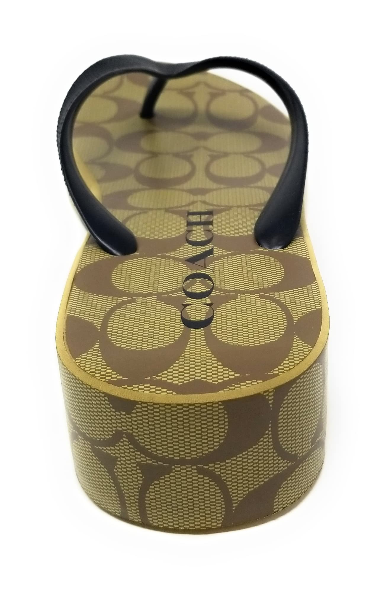 COACH Womens Lynn Flip Flops (Khaki - Black, us_footwear_size_system, adult, women, numeric, medium, numeric_8)