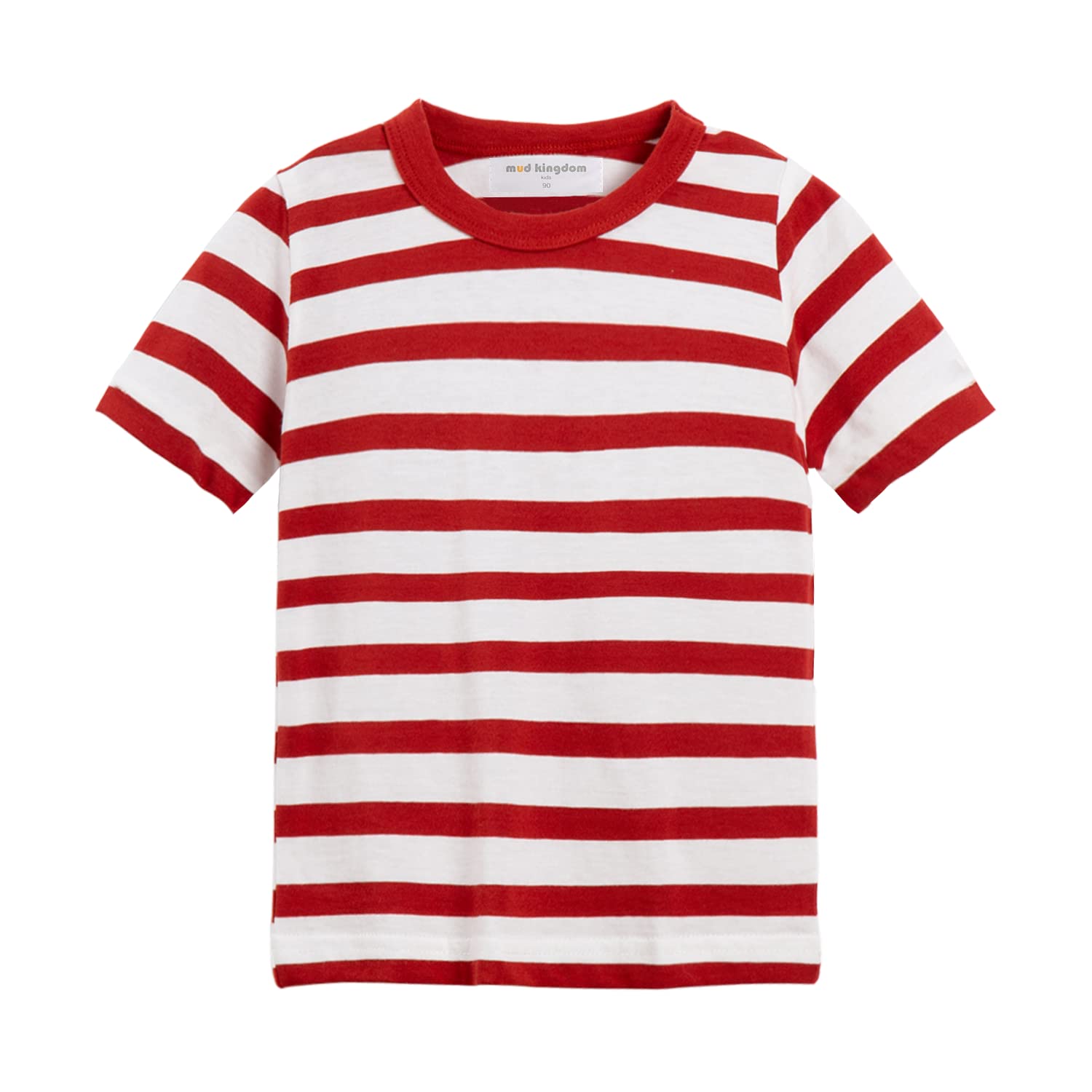 Mud Kingdom Big Boys Red Stripe T-Shirt Short Sleeve Casual Holiday 9-10 Years