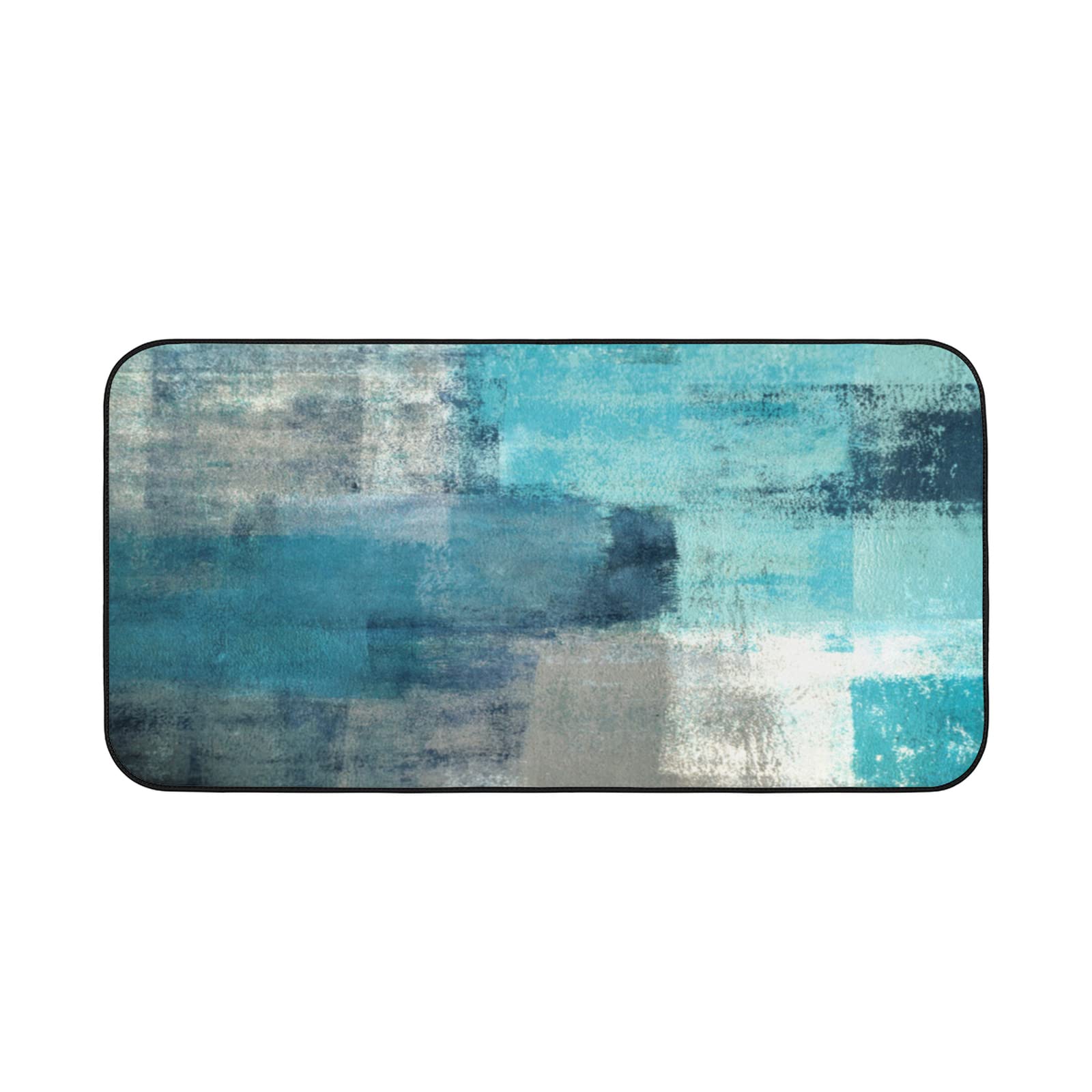 Kitchen Rug Turquoise Teal Modern Abstract Kithen Mats Non Slip Skid Washable Area Rugs Anti Fatigue Memory Foam Doormat Decor Long Runner Carpet for Floor Laundry Sink Bathroom Entryway 39X20 in
