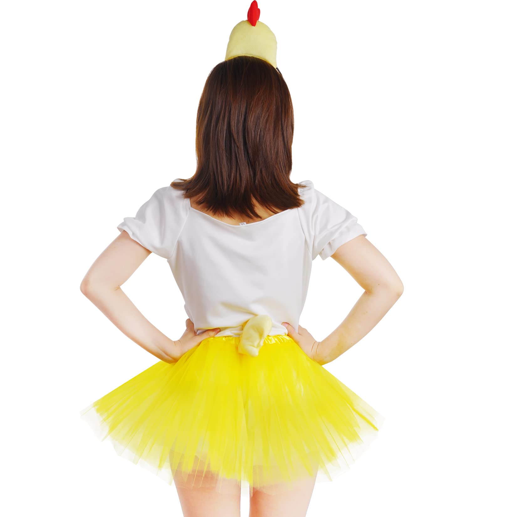 Jmkcoz Chicken 3D Animal Costume 3D Chick Headband Bowtie Tail Tutu Set for Halloween Christmas Cosplay Party