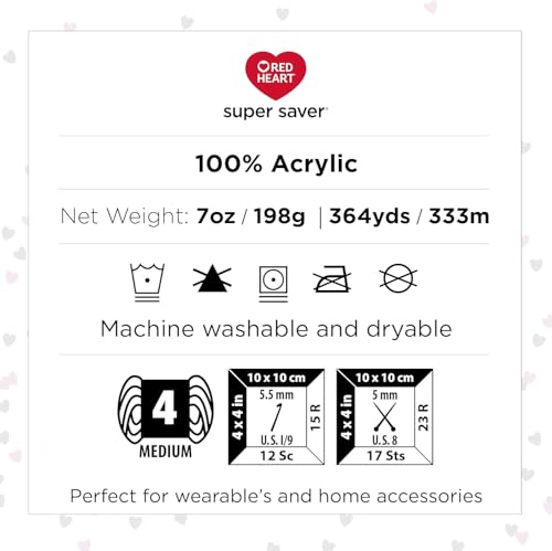 Red Heart Super Saver Amethyst Yarn - 3 Pack of 198g/7oz - Acrylic - 4 Medium (Worsted) - 364 Yards - Knitting/Crochet