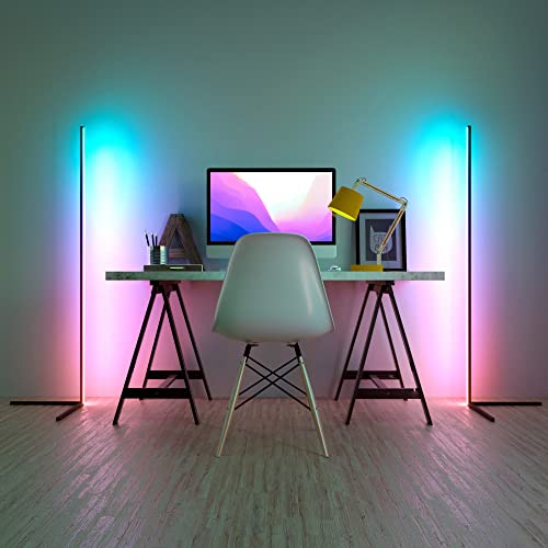LED Floor Lamp - Tall RGB Floor Lamp Corner Light - Dimmable Corner Lighting RGB Lamp - Color Changing LED Corner Lamp - Modern LED Lamp for Bedroom or Living Room - Corner Floor Lamp for Bedroom