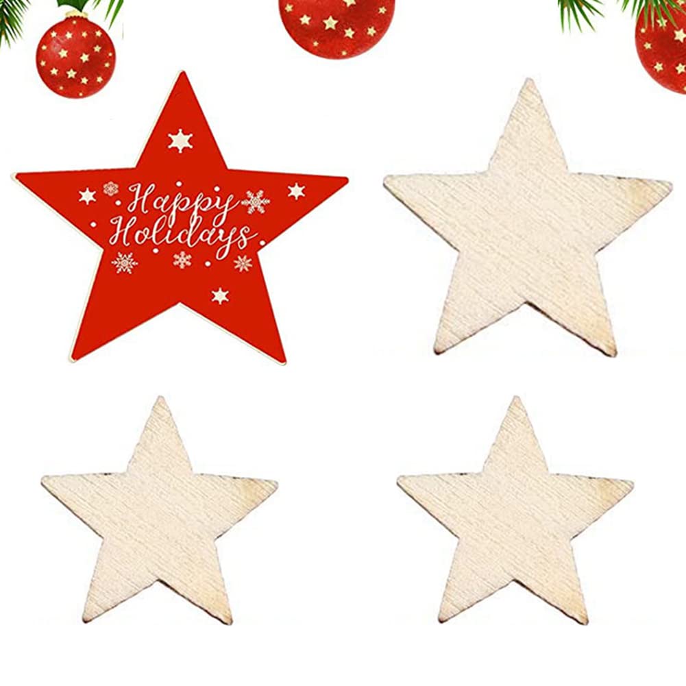 100 pcs Wooden Stars Slices Mixed Suit Star Shapewooden Cutouts Ornaments Wedding Party DIY Crafts Table Scatter Christmas Gift Decoration