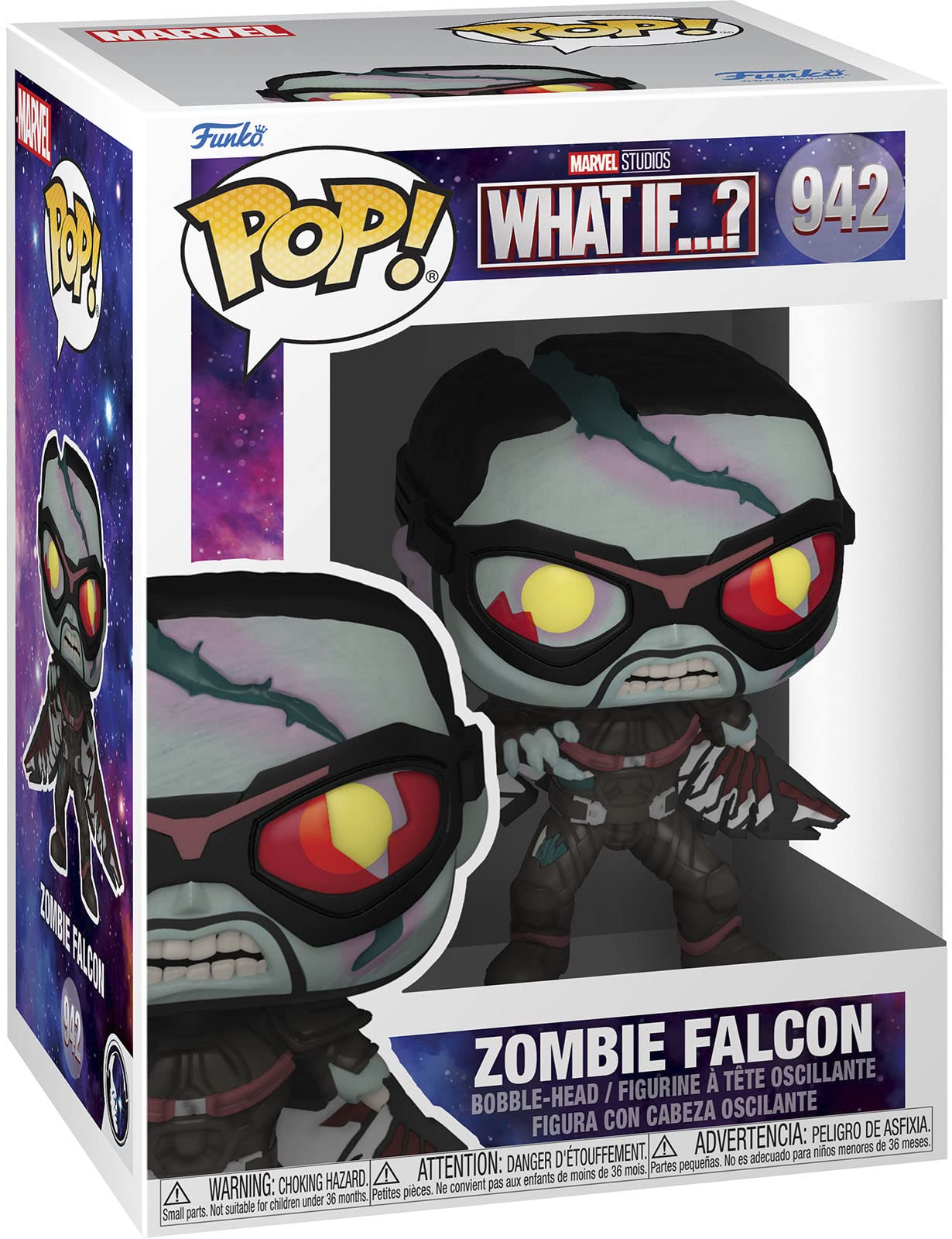 POP Marvel: What If | Zombie Falcon Funko Pop | Vinyl Figure (Bundled with Compatible Pop Box Protector Case), Multicolor, 3.75 inches