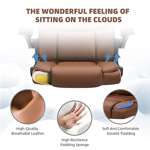 SEATZONE Office Desk Chair, High Back Ergonomic Managerial Executive Chairs, Headrest and Lumbar Support Desk Chairs with Wheels and Armrest, Camel