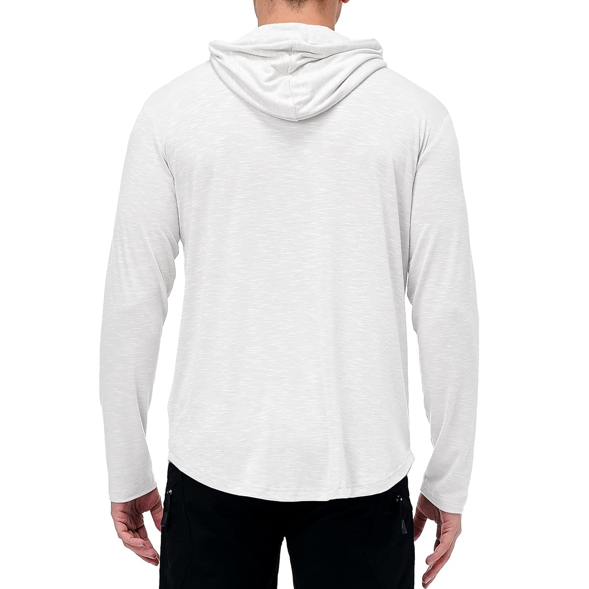 MANSDOUR Men's Athletic Hooded Shirts Long Sleeve Workout Sport Hoodie Casual Running T Shirt Quick Dry Pullover Top Lightweight Golf Shirts Fashion Solid Color Active Gym Sweatshirt White