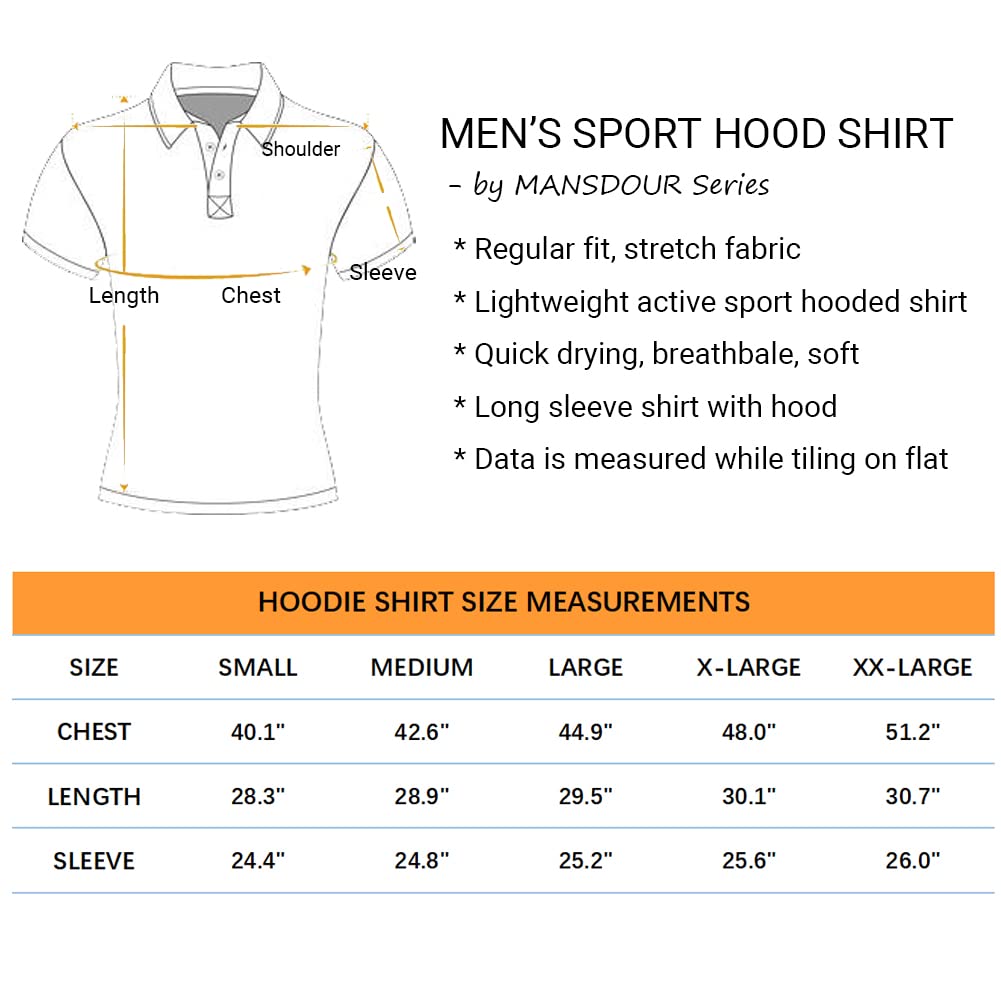 MANSDOUR Men's Athletic Hooded Shirts Long Sleeve Workout Sport Hoodie Casual Running T Shirt Quick Dry Pullover Top Lightweight Golf Shirts Fashion Solid Color Active Gym Sweatshirt White
