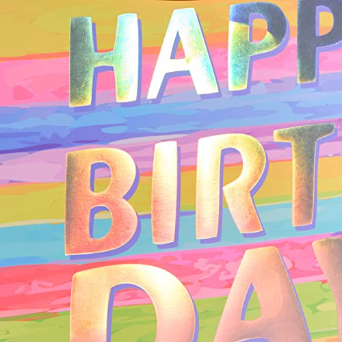 SUNCOLOR 13" Large Gift Bag with Card and Tissue Paper (Colorful Happy Birthday)
