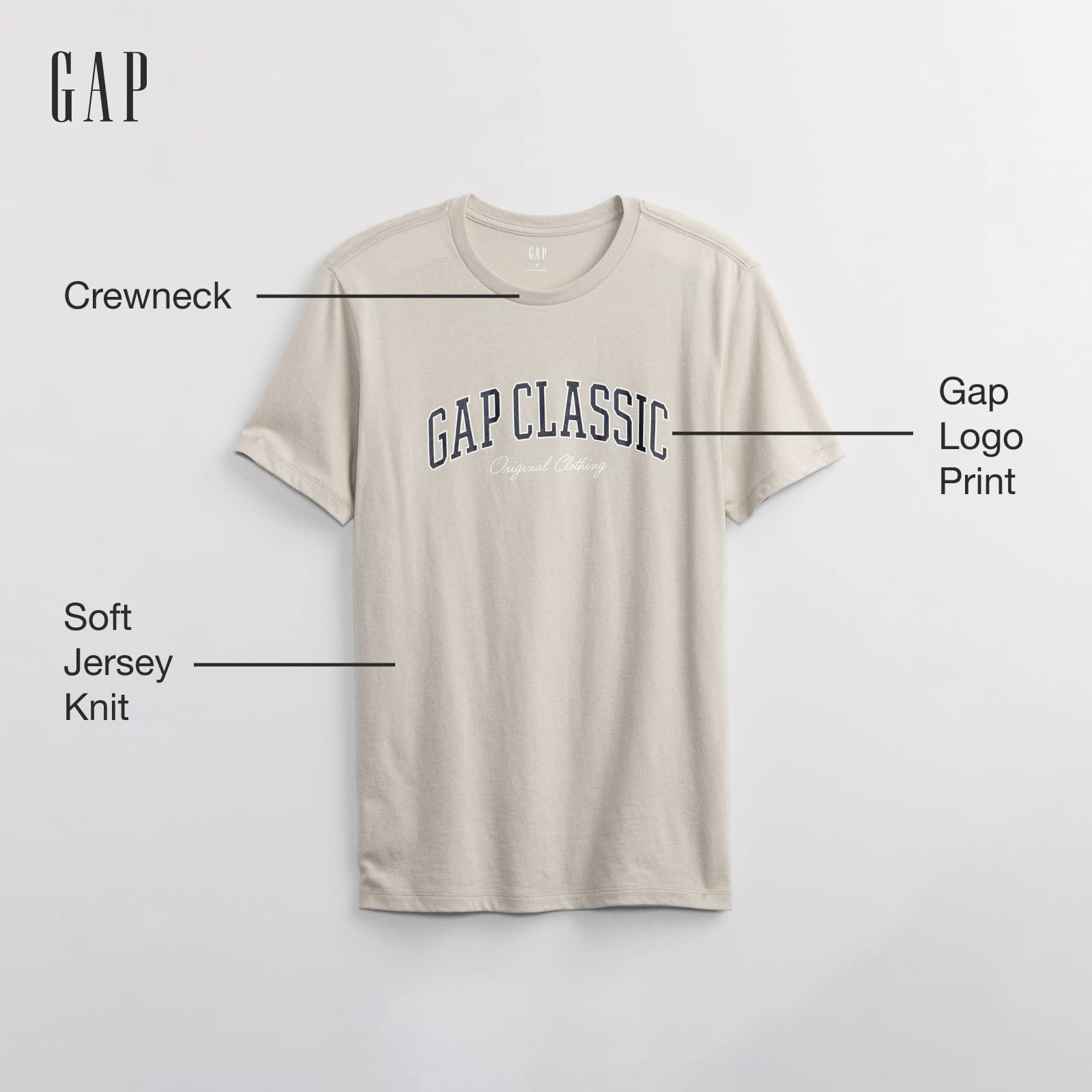 GAP Mens Vintage Logo Short Sleeve T-Shirt T Shirt, June Bug 19-5414 TCX, Large US