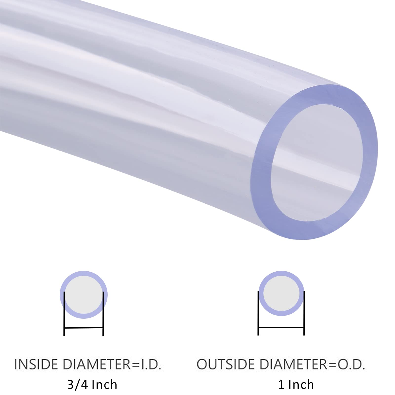 DERNORD PVC Tubing 3/4"ID X 1"OD Flexible Clear Vinyl Hose 50 Feet for Food Grade