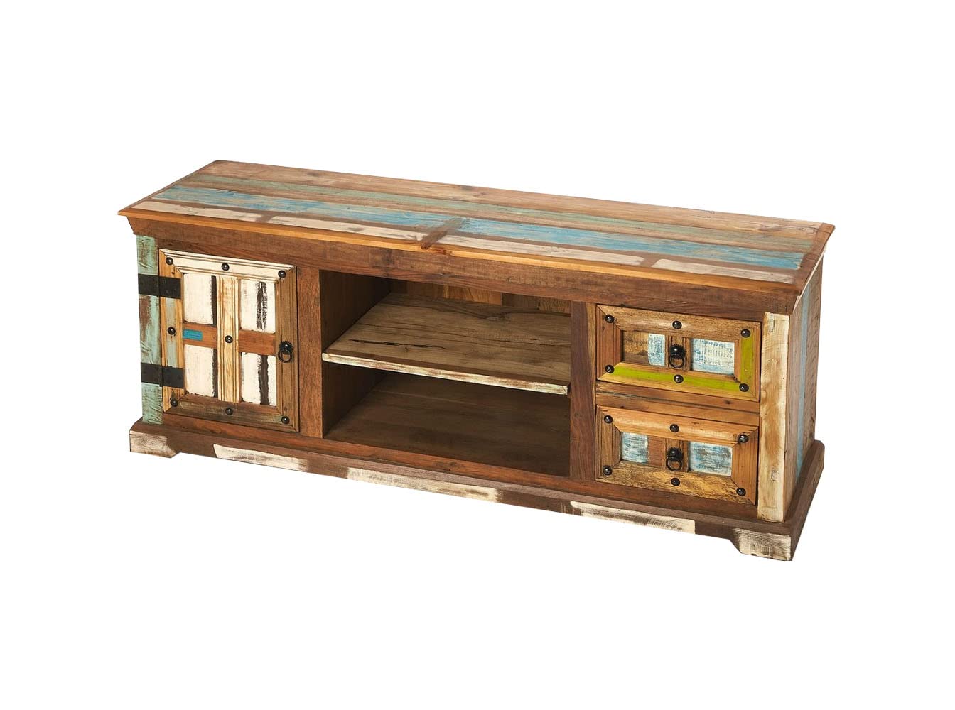 Offex 58" W x 17" D x 23.5" H Modern Wooden TV Cabinet Reverb Painted Rustic Entertainment Console